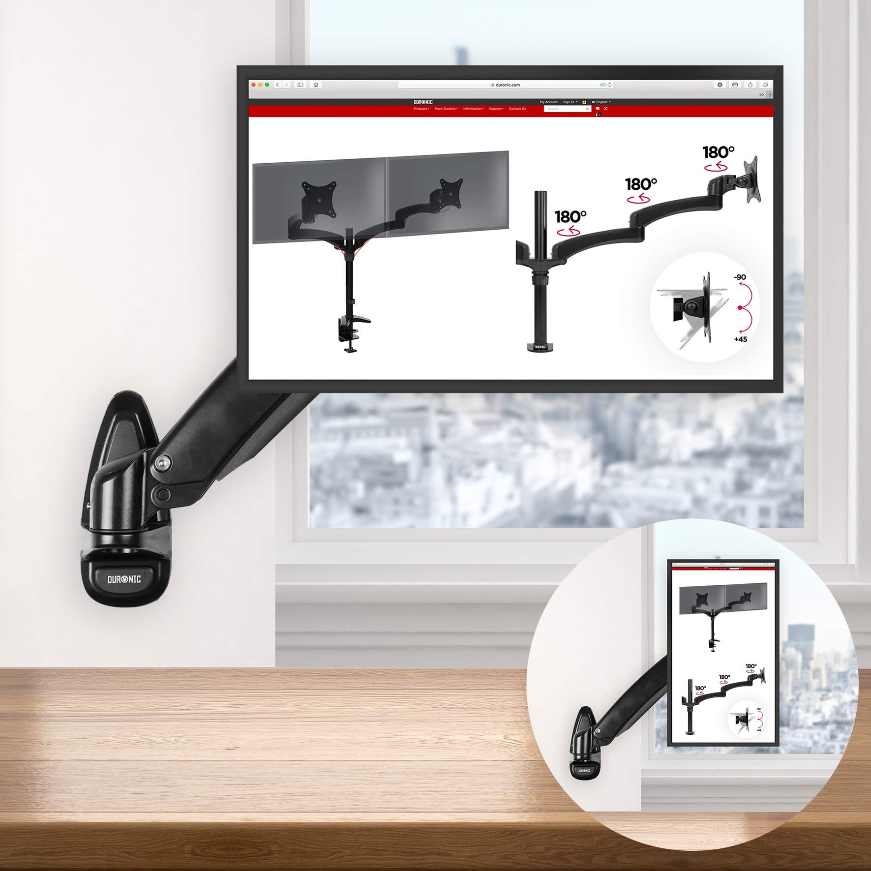 Duronic Monitor Arm Wall Mount DM55W1X1 | Spring Bracket for Single PC ...