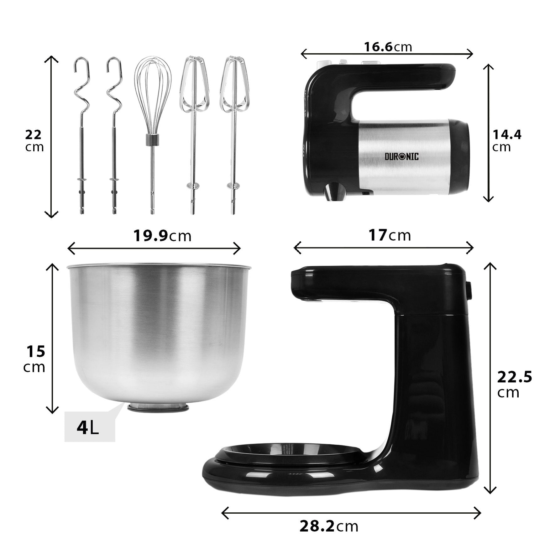 Duronic Stand Mixer SM3 | 2-in-1 Design: Standing Mixer or Handheld ...