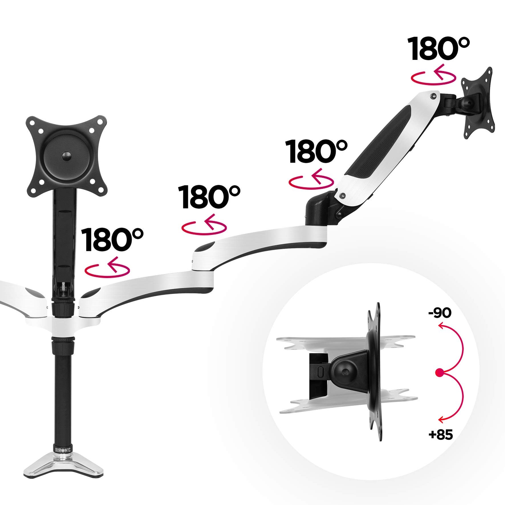 Duronic DM652 Gas Powered Double LCD LED Gas Desk Mount Arm Monitor ...