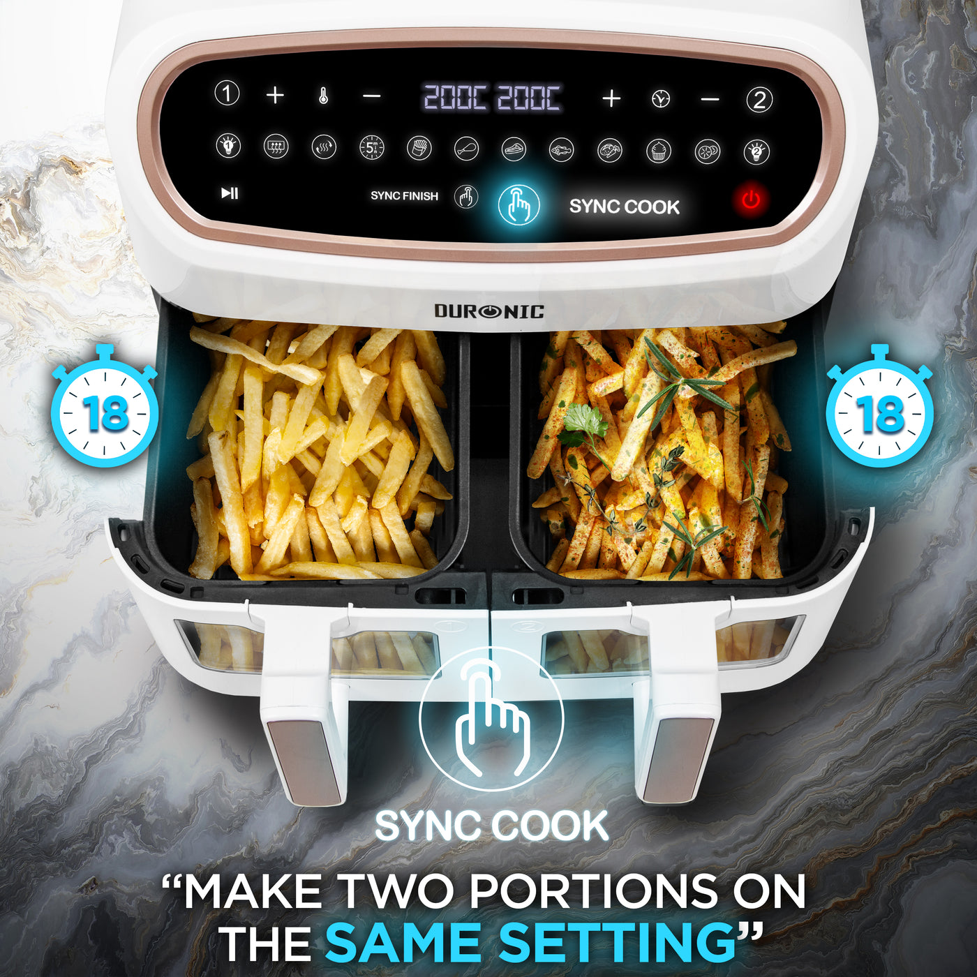 Duronic XXL Air Fryer AF34 WE 10L Digital Family Size Air Fryers Oil F
