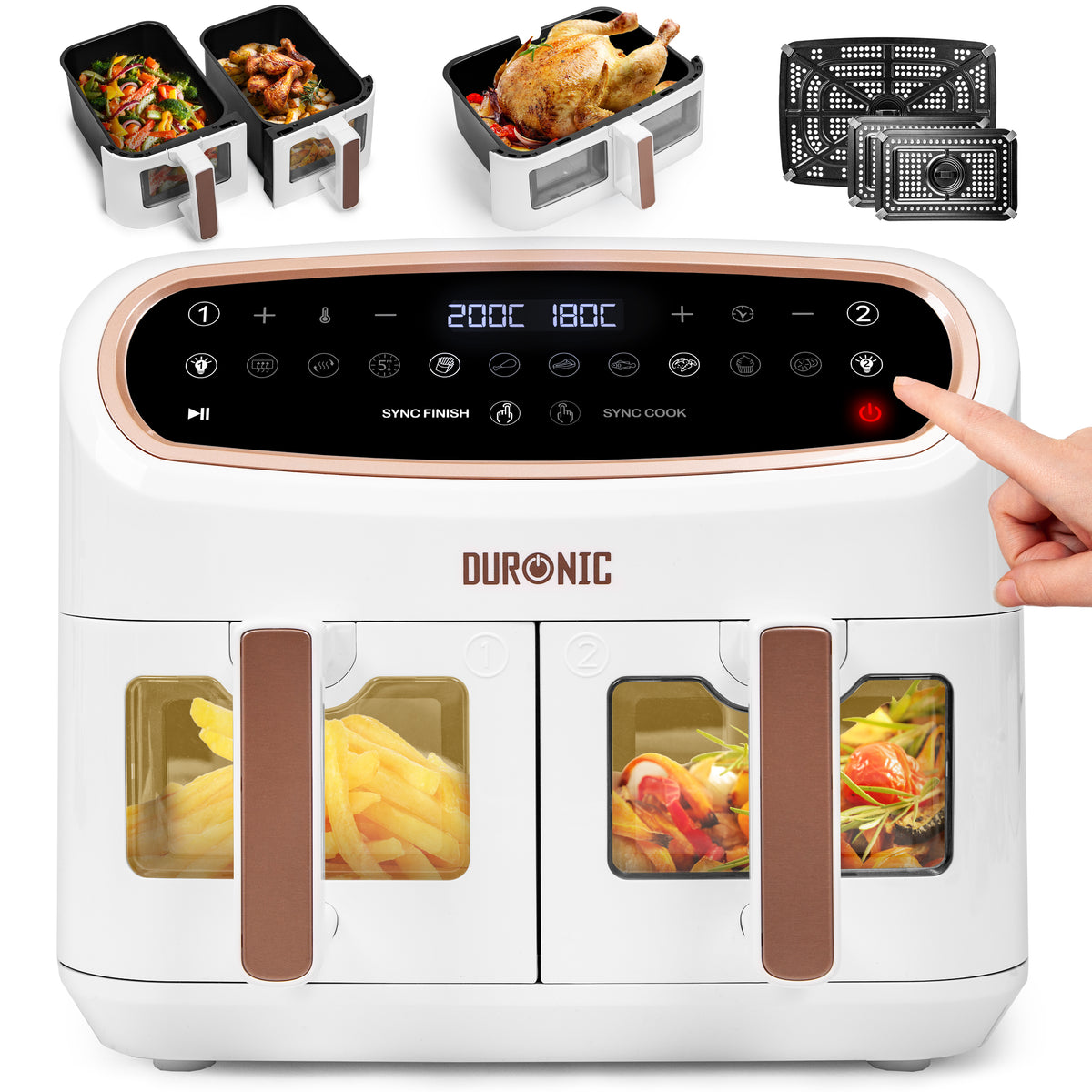 Duronic XXL Air Fryer AF34 WE 10L Digital Family Size Air Fryers Oil F