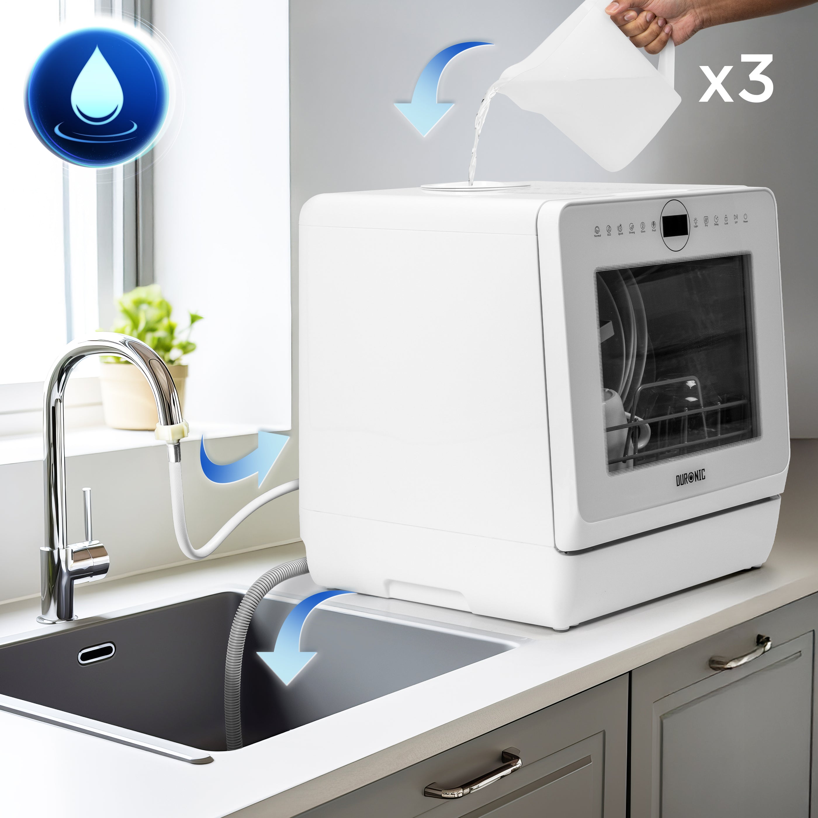 Duronic Table Top Dishwasher DW5 WE 950W Compact Tabletop Dish Washer
