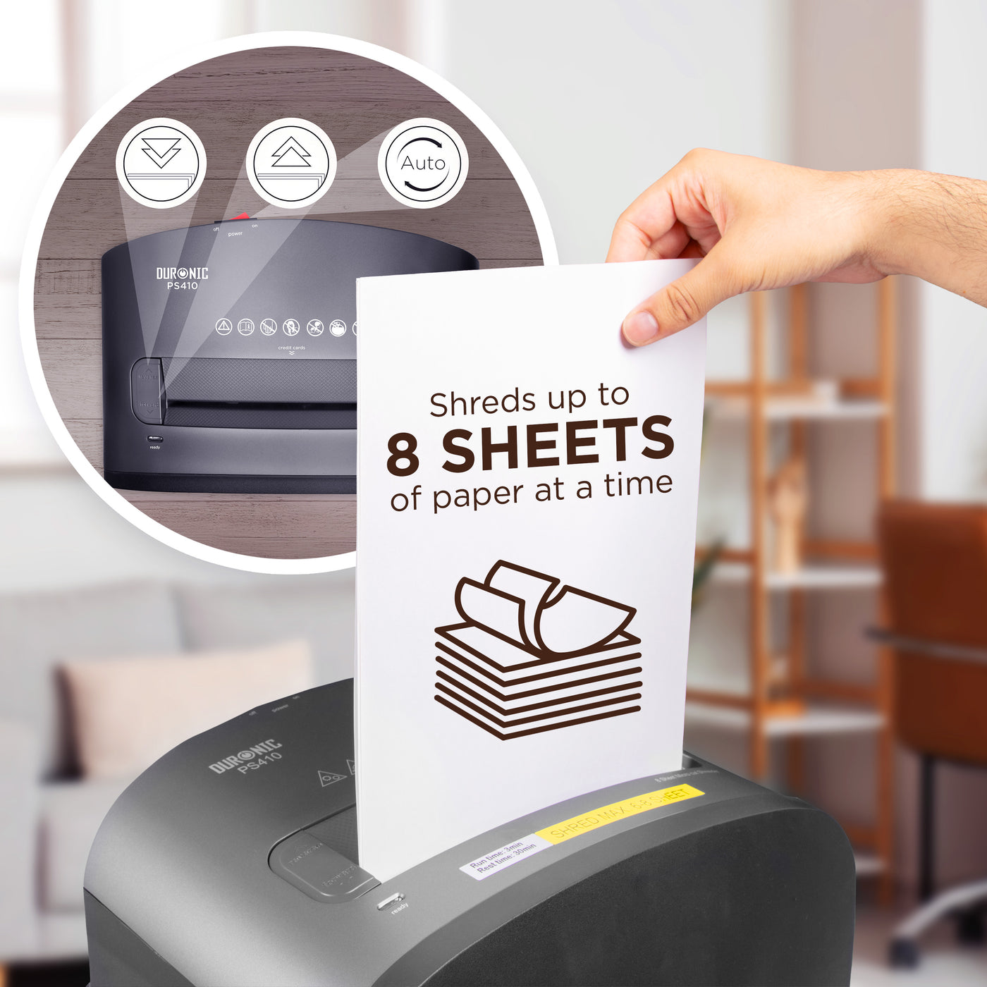 Duronic Micro Cut Paper Shredder PS410, Shred 8 Sheet Heavy Duty Elect
