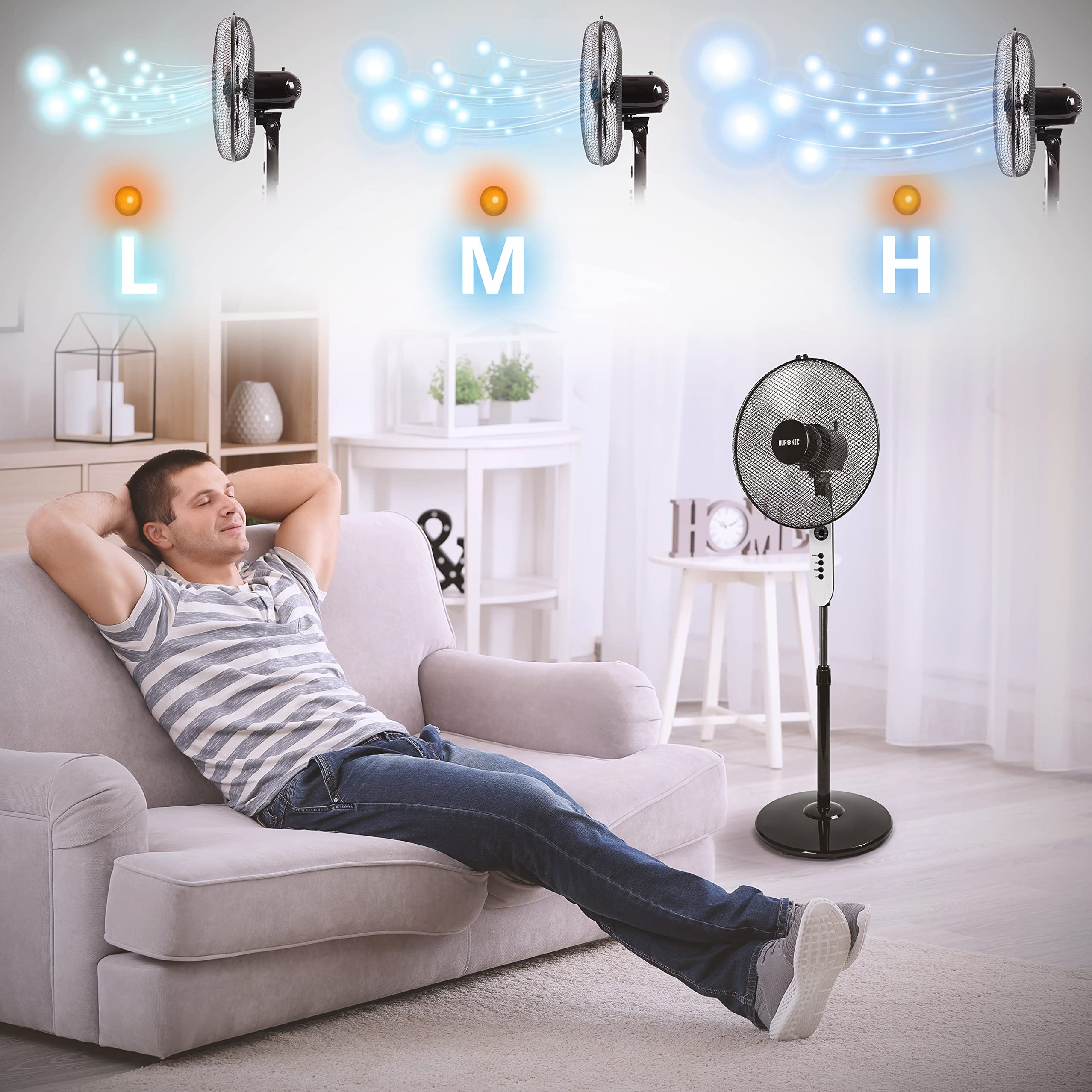 Duronic Pedestal Fan FN65, Stand Up Remote Control Fan, Floor Standing