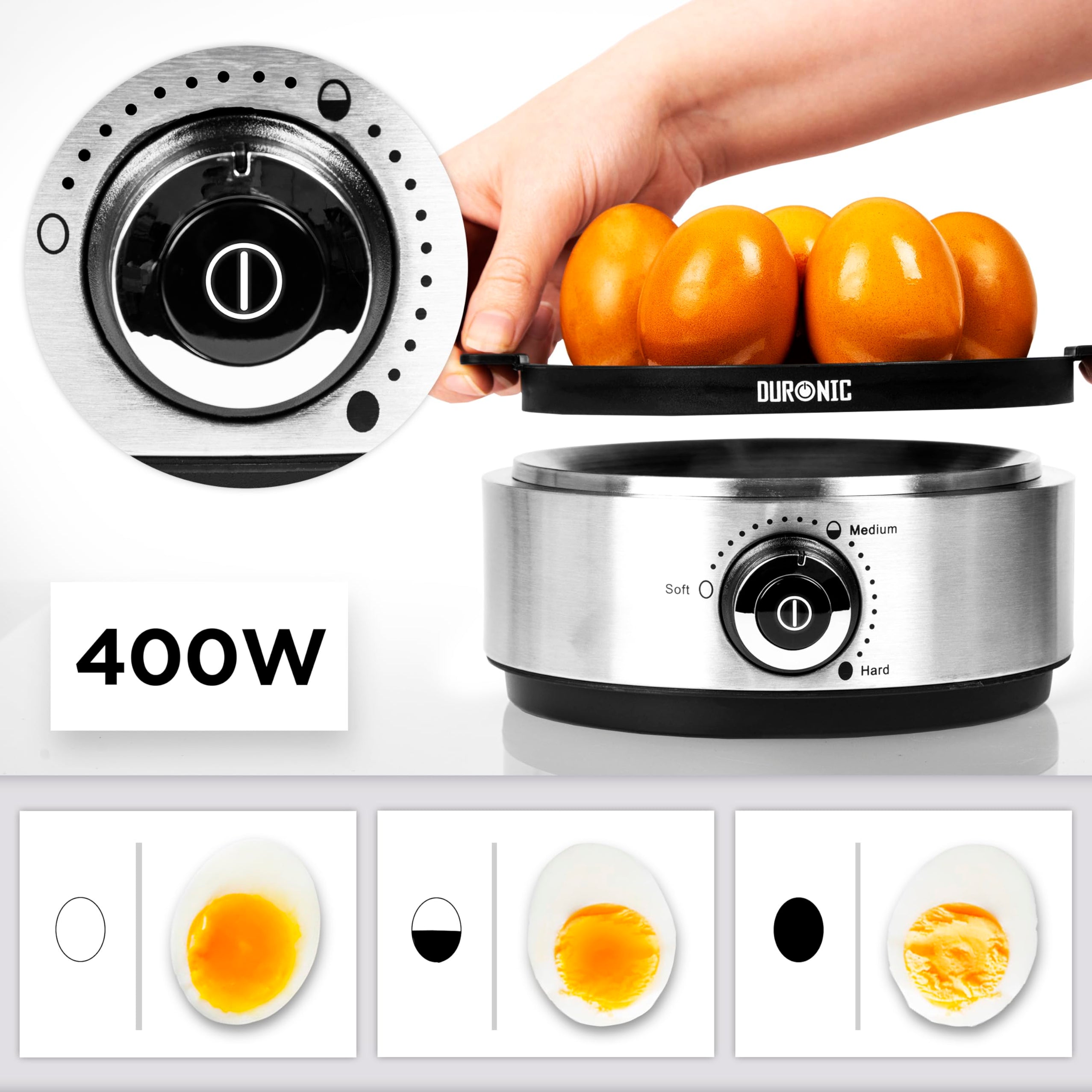 Duronic Electric Egg Boiler EB40 BK Steamer for Eggs 400W Automatic Eg