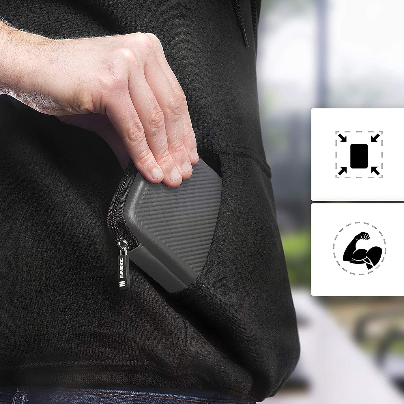 Duronic Hard Drive Case HDC2 /GY | GREY | Portable EVA Storage Pouch ...
