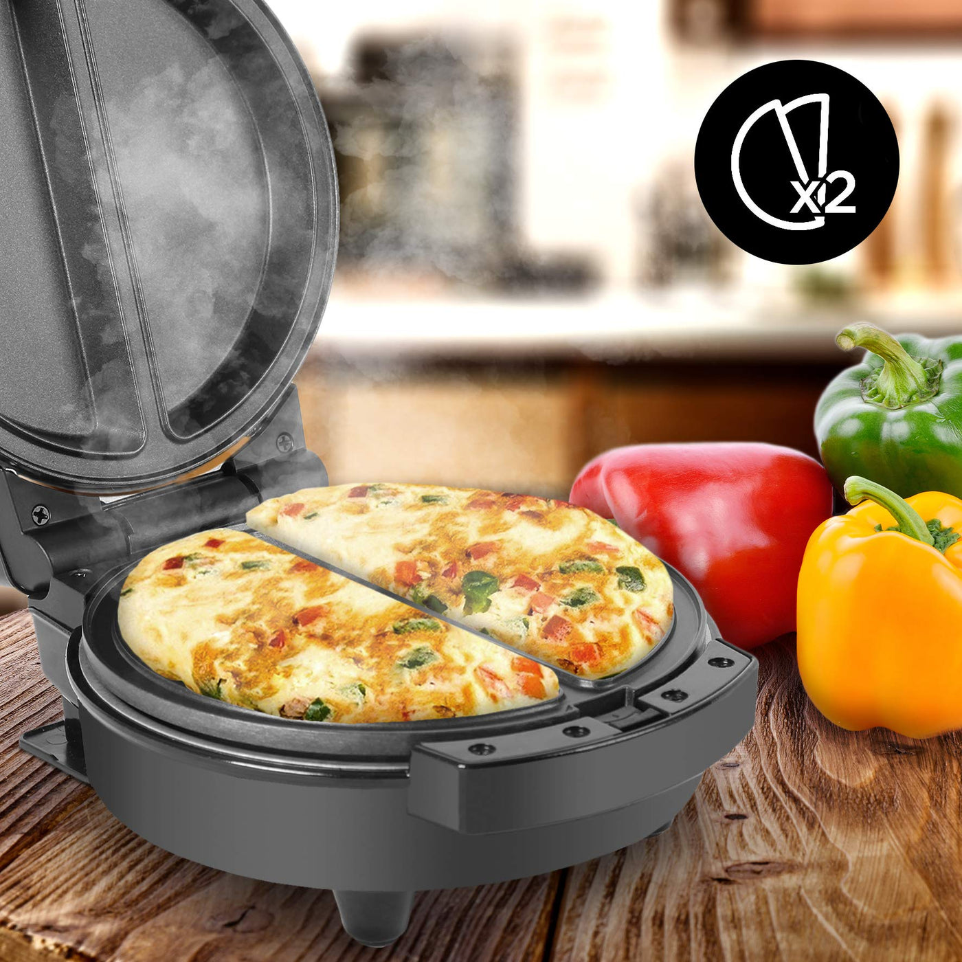 Duronic Electric Omelette Maker OM60 Non-Stick Dual Egg Cooker 600W Om